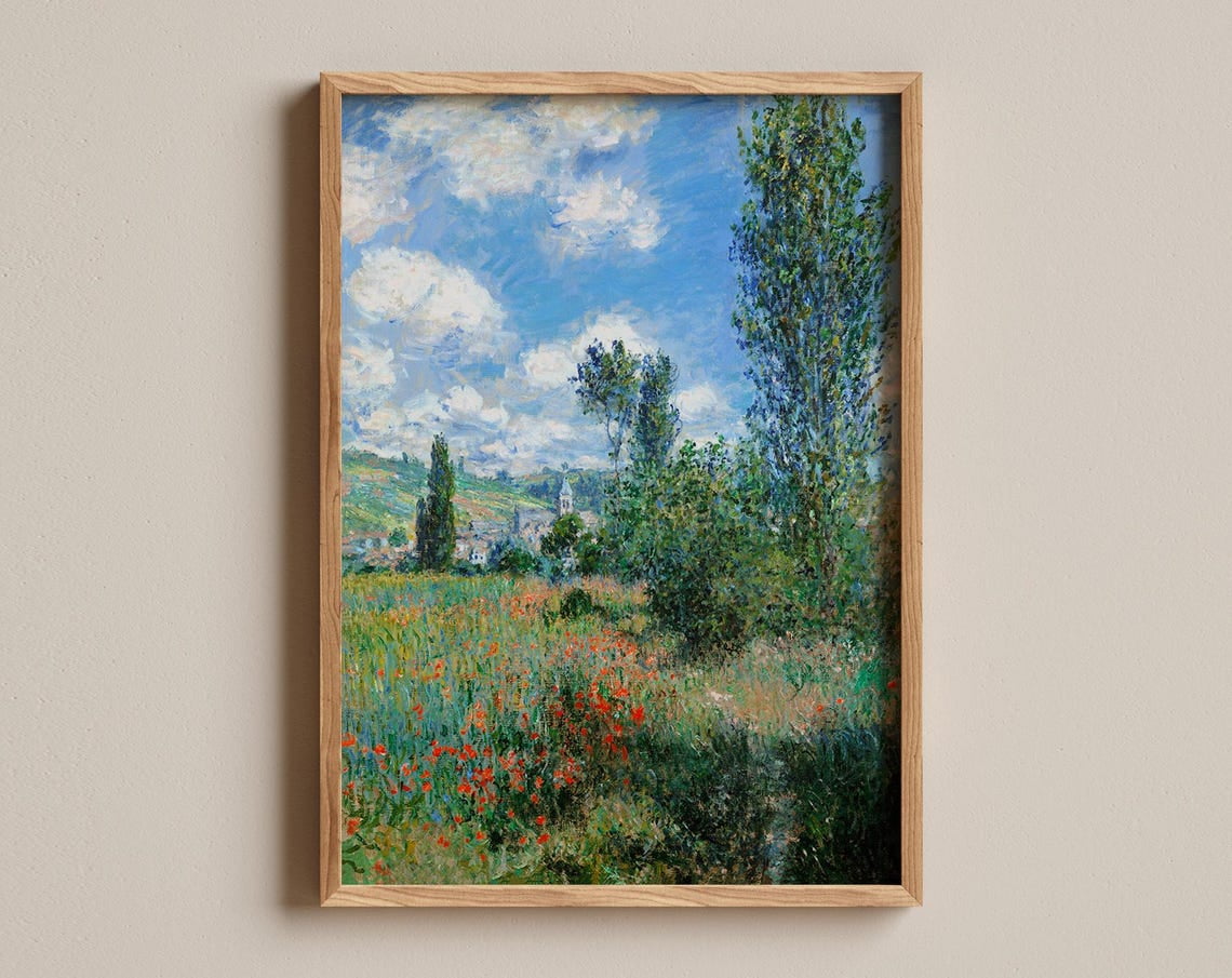 Claude Monet View Of Vétheuil - Impressionist Landscape Print, Vintage ...