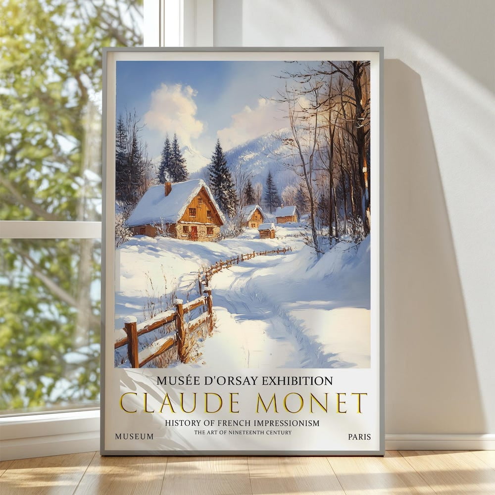 Claude Monet Vintage Winter Village Painting Claude Monet Poster Monet ...