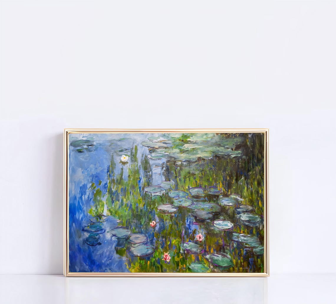 Claude Monet Water Lilies Print, Impressionist Pond Art, Giverny Garden ...