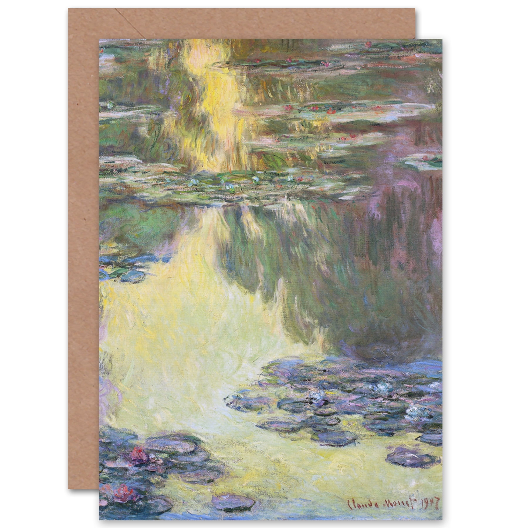 Claude Monet Waterlilies 2 Fine Art Greetings Card Plus Envelope Blank ...
