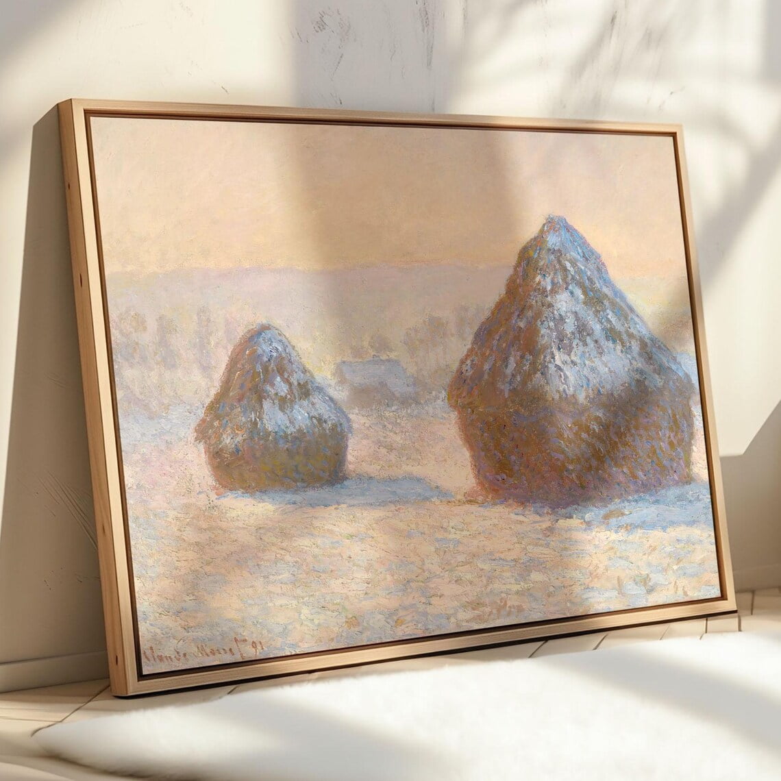Claude Monet - Wheatstacks, Snow Effect, Morning 1891 Wall Art - Large ...
