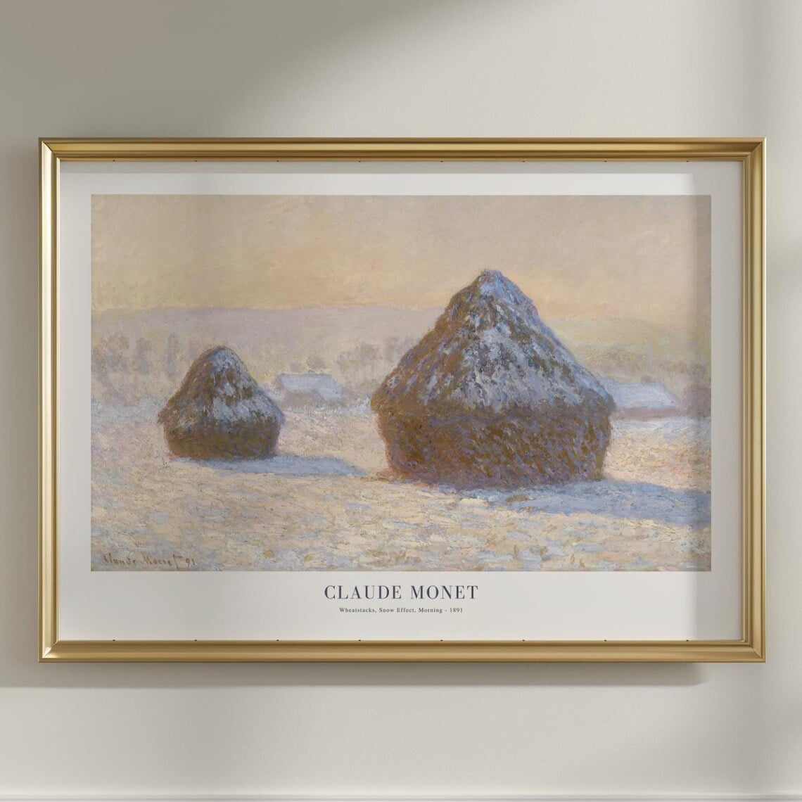 Claude Monet - Wheatstacks, Snow Effect, Morning 1891 Wall Art ...