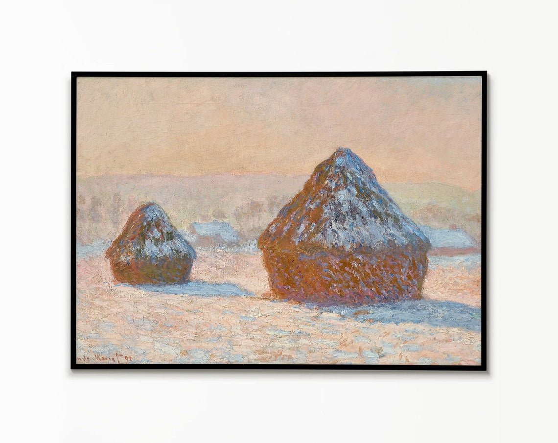Claude Monet Wheatstacks Snow Effect Morning Poster, Wall Art, Poster ...