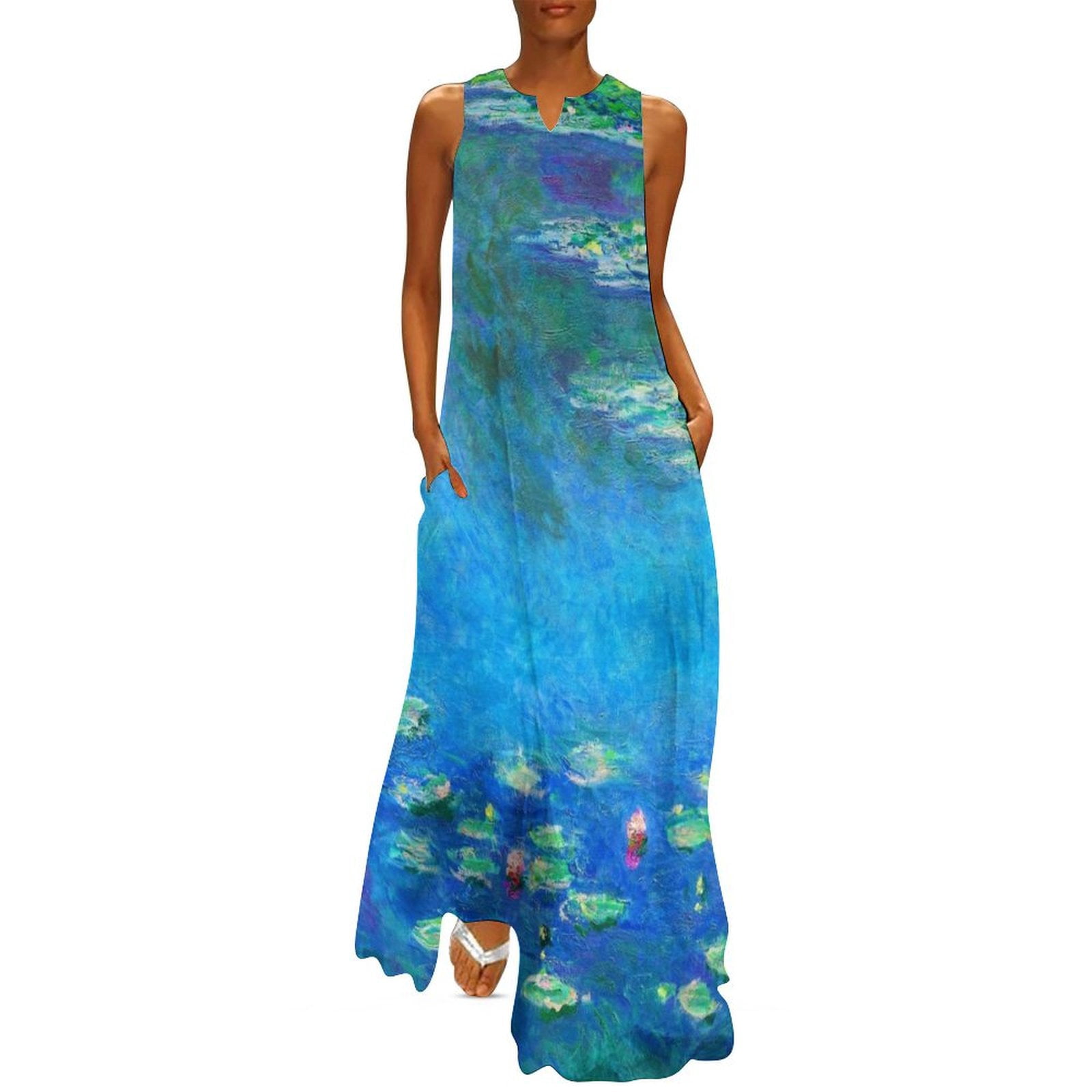Claude Mt Water Lilies Color-Enhanced Long Dress Women's long dress ...