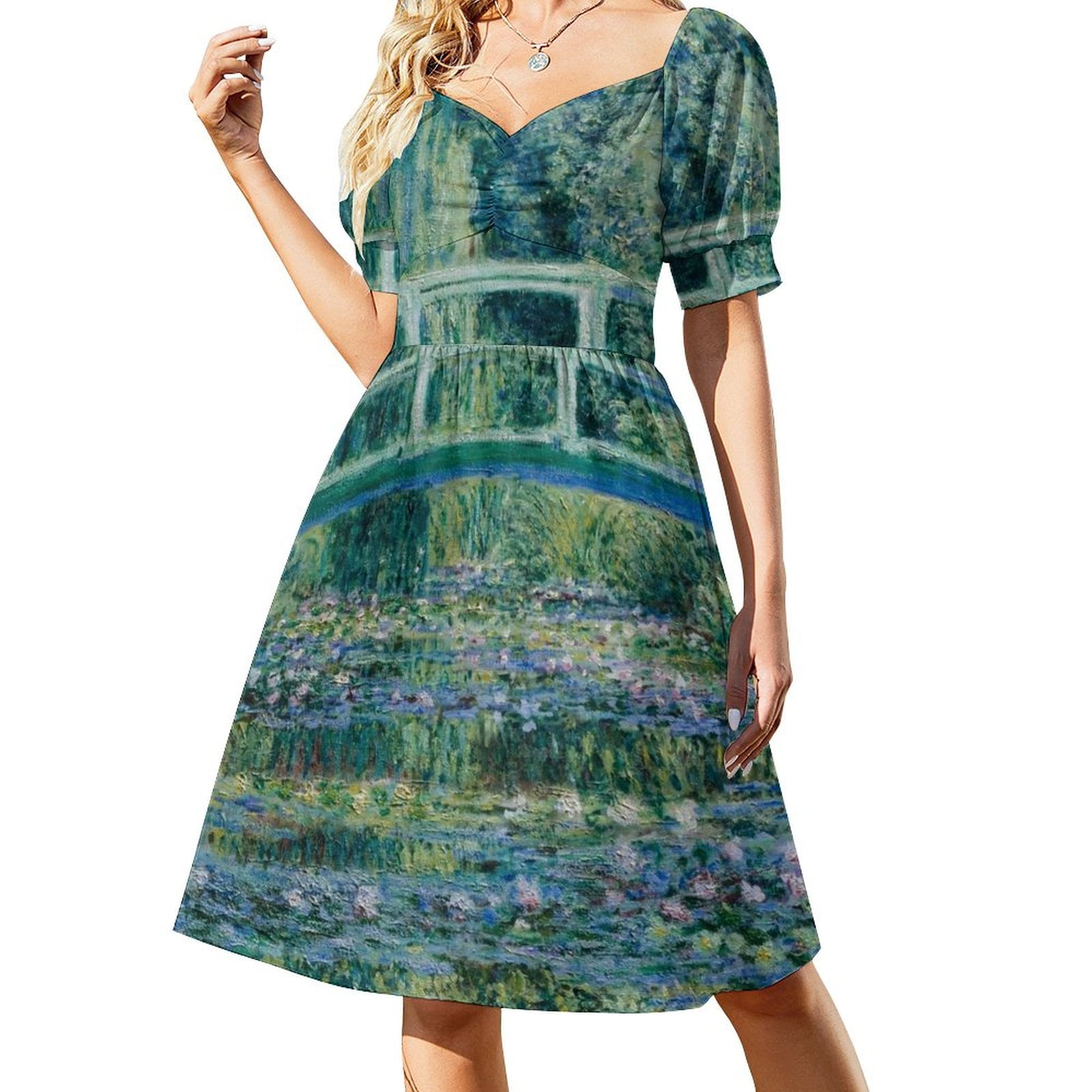 Claude Mt - Water Lilies and Japanese Bridge Sleeveless Dress Aesthetic ...