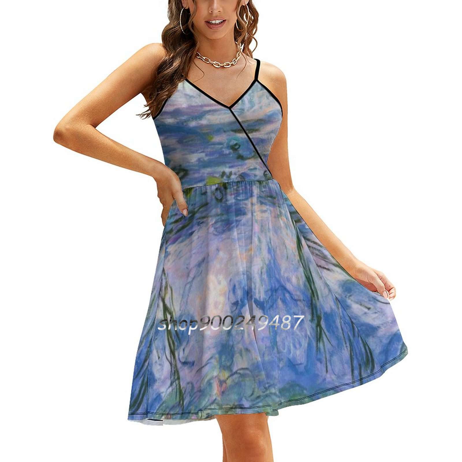 Claude-Water Lilies Square Neck Dress Sweet Summer Dress Women Elegant ...