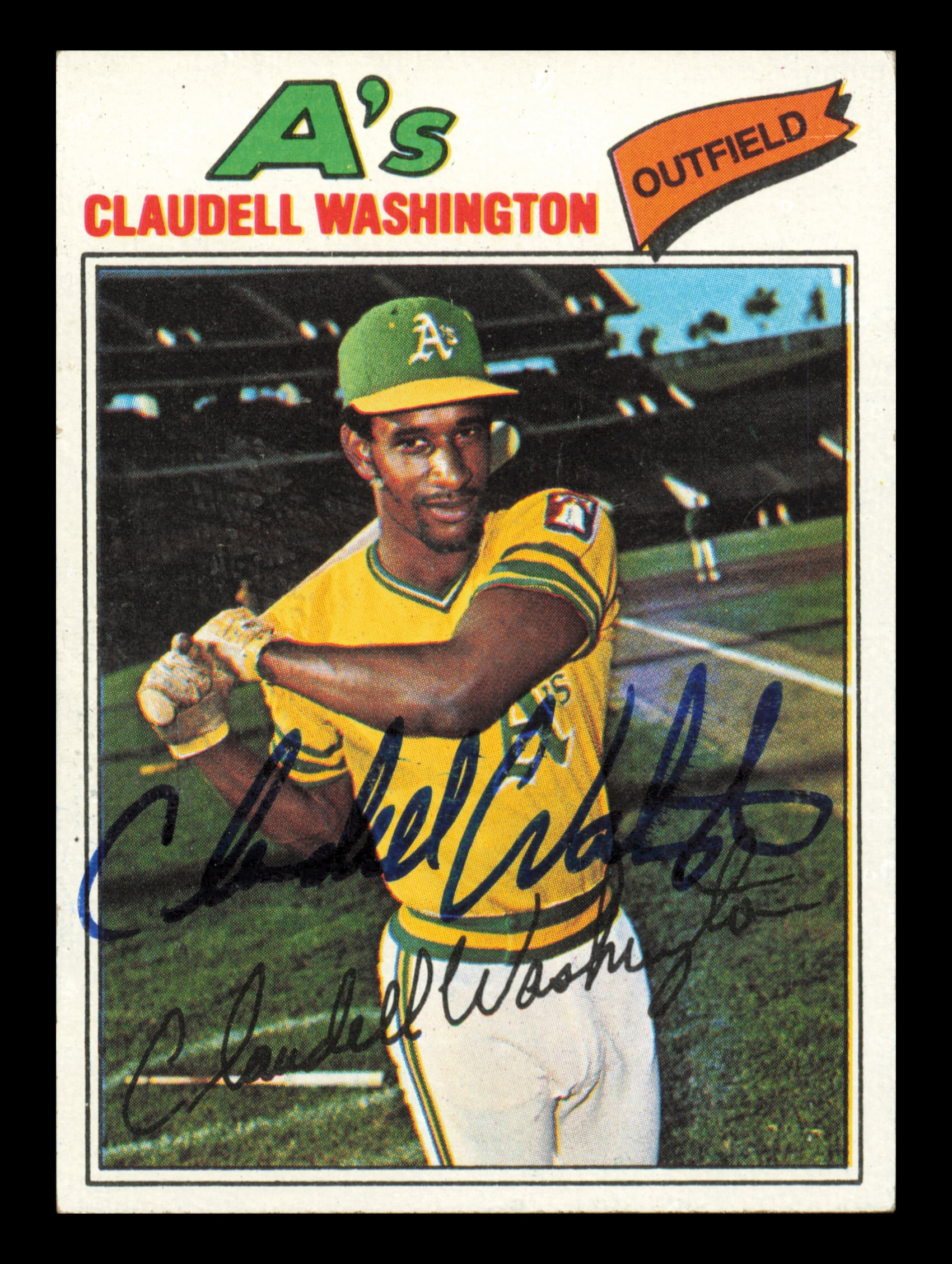 Claudell Washington Autographed 1977 Topps Card #405 Card Oakland A's ...