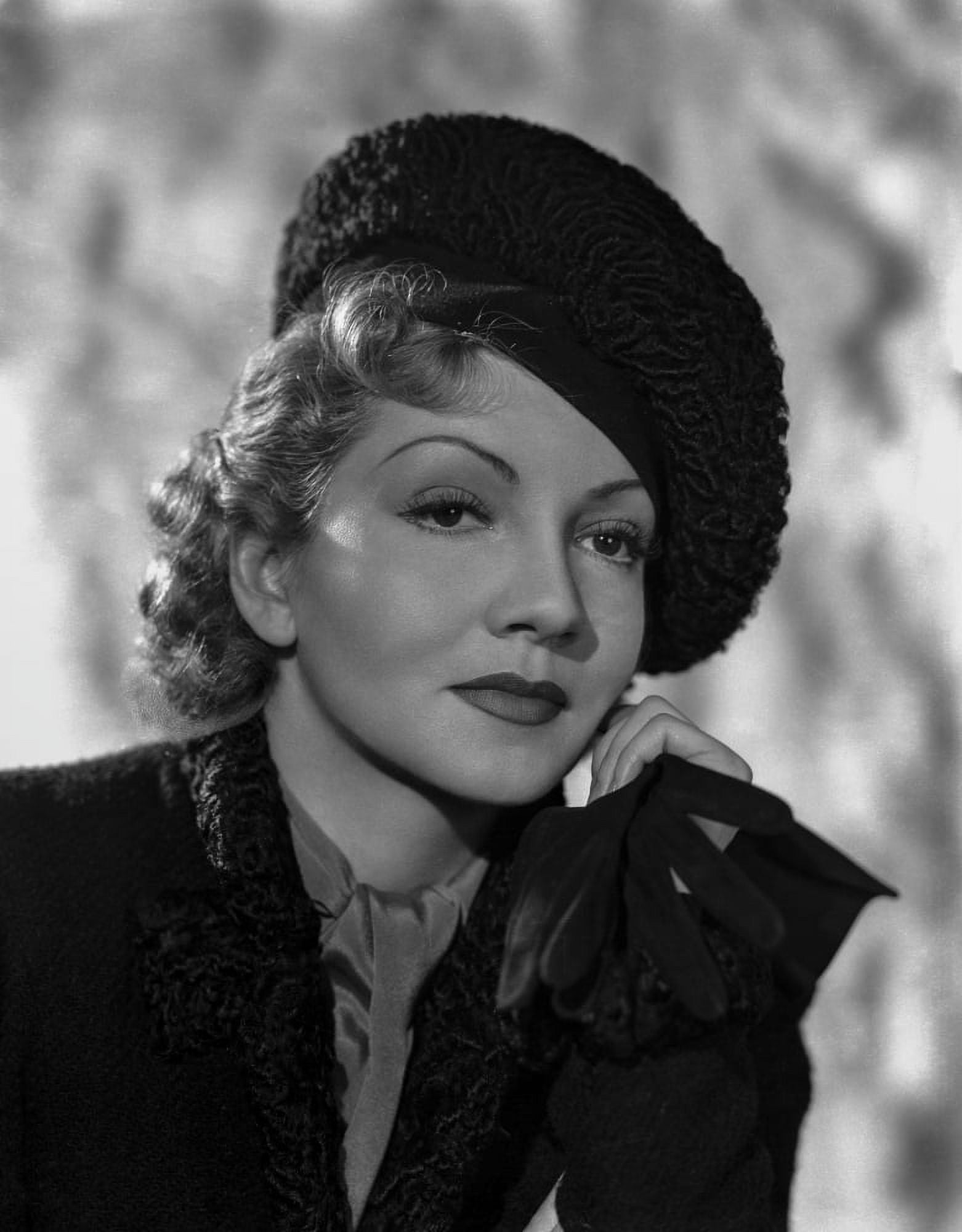 Claudette Colbert Posed in Black Suit with Head Leaning on Hand Photo ...