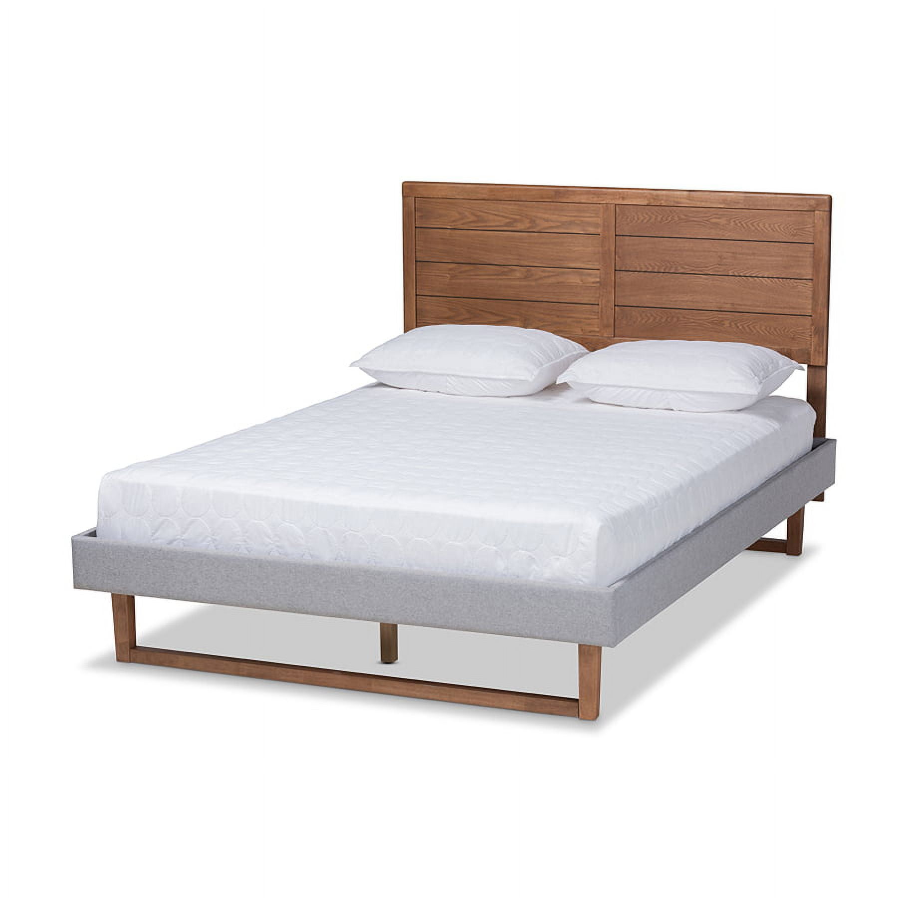 Claudia Rustic Modern Light Grey Fabric Upholstered Full Size Platform ...