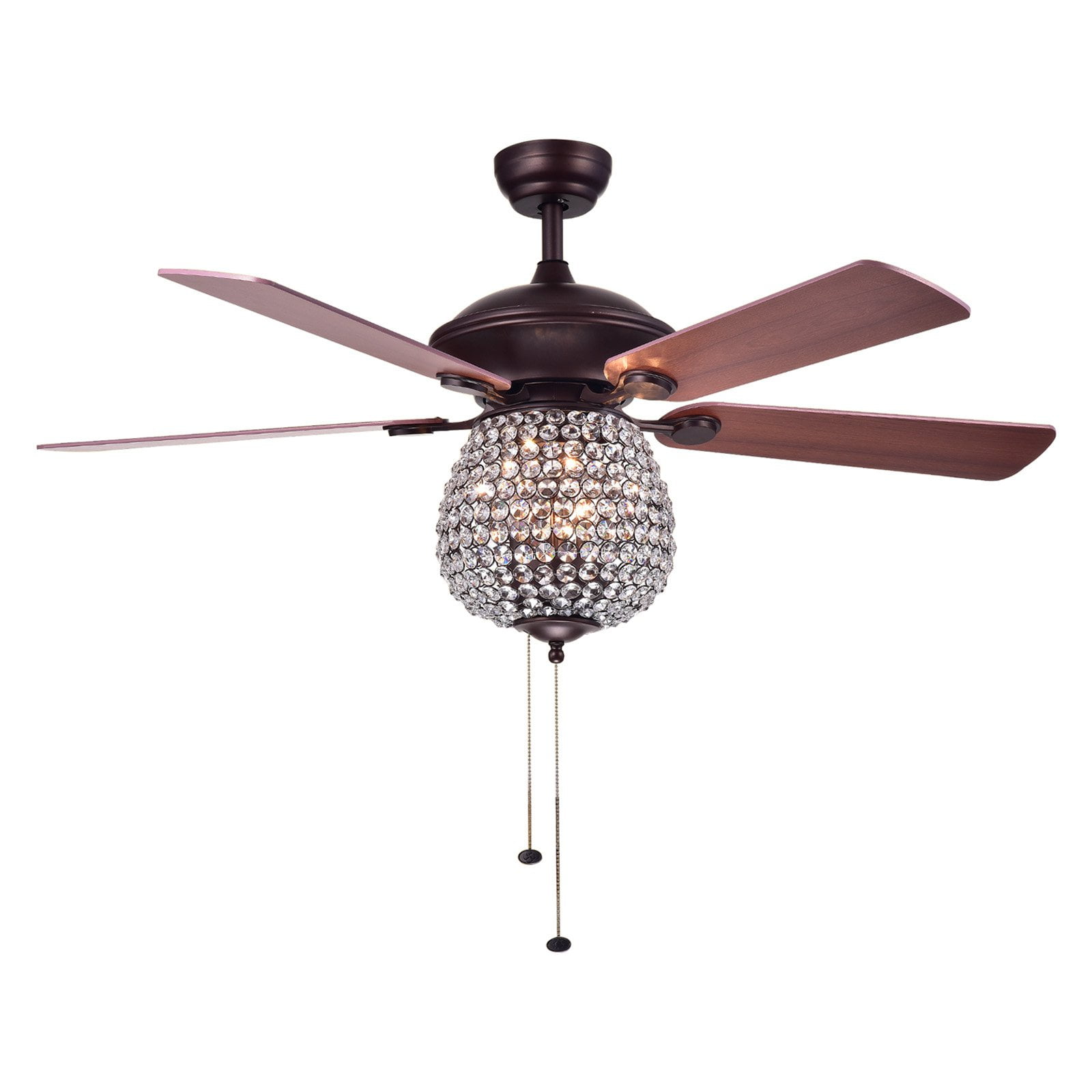 Claudric 26 inches Indoor Bronze Finish Hand Pull Chain Ceiling Fan ...