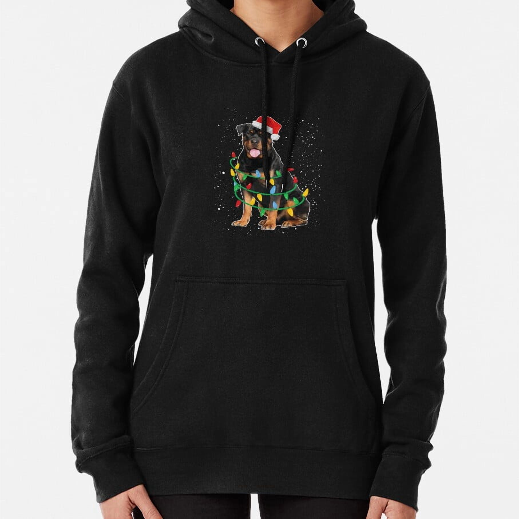 Claus Rottweiler With Christmas Lights Dog Lover Holiday Gift Hoodie ...