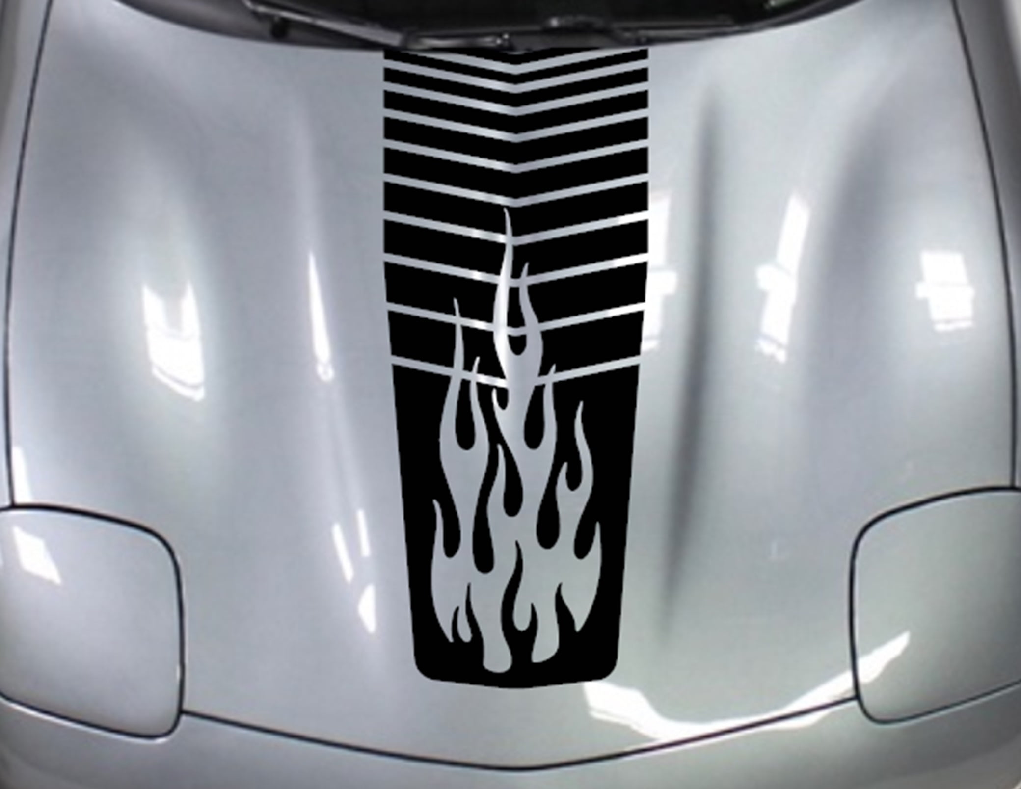 Clausen's World 16" Center Hood Stripped w/FLAMES RACING STRIPES vinyl ...