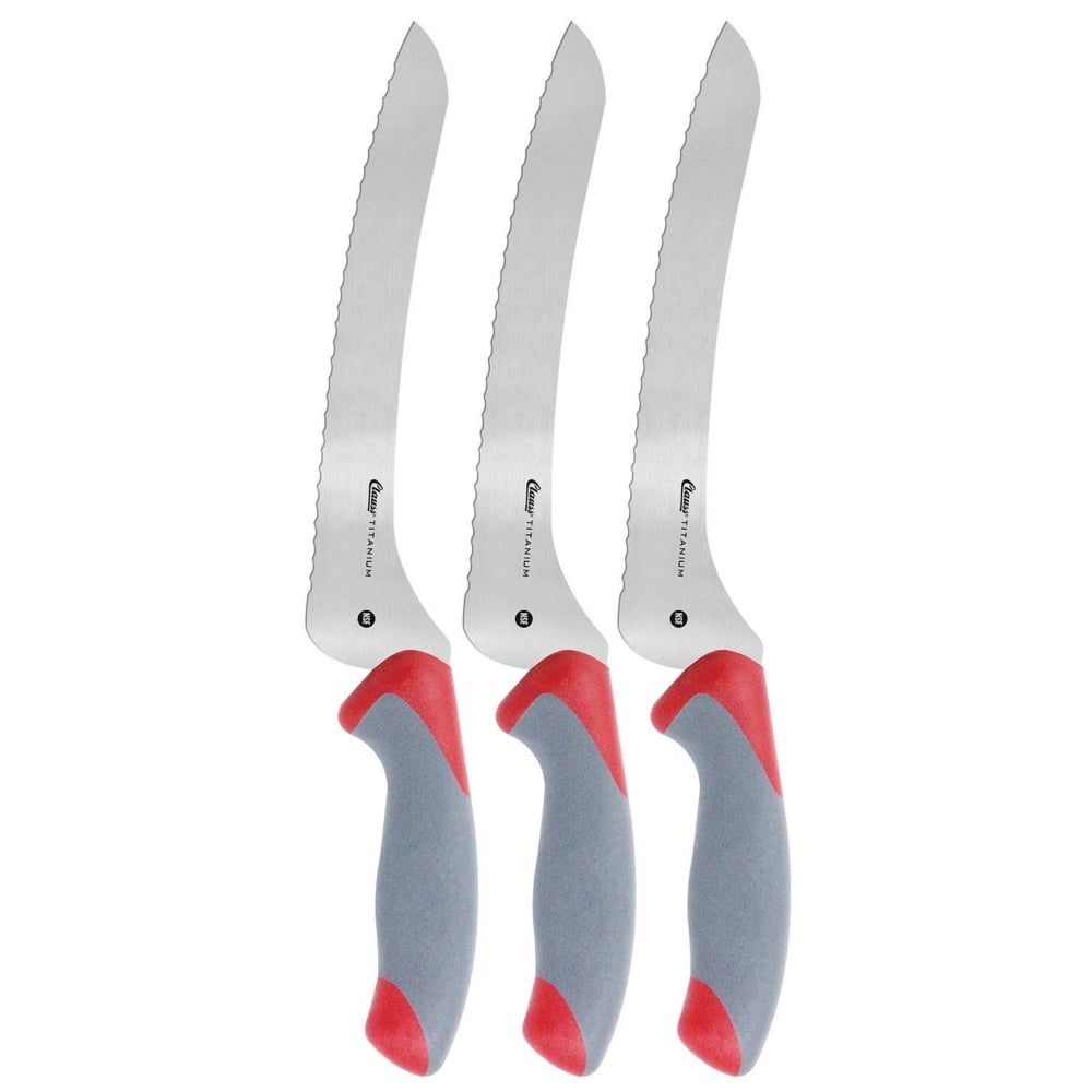 Clauss 9" Titanium-Bonded Offset Serrated Knives, Set of 3 - FREE ...