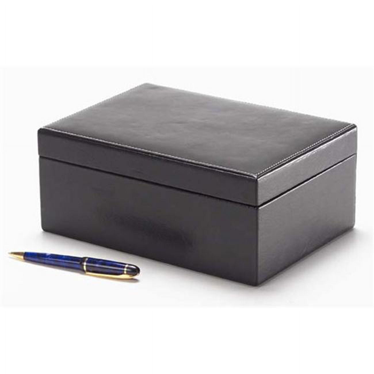 Clava 9907 Rectangle Leather Box - Tuscan Black - Walmart.com