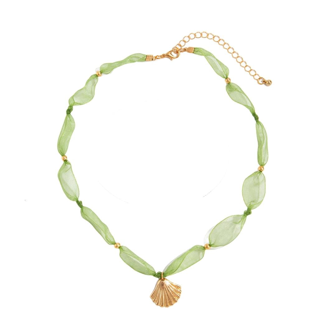 Clavicle Chain Necklace With Intertwined Mesh And Miniature Sea ...