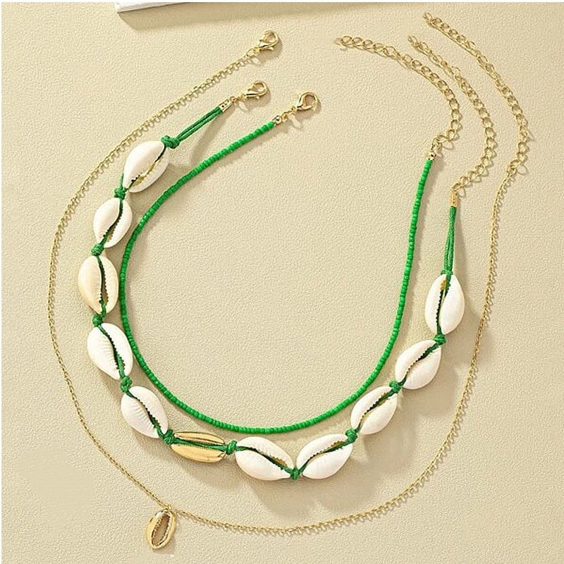 Clavicle chain multi-layer accessories female Bohemian style rice beads ...