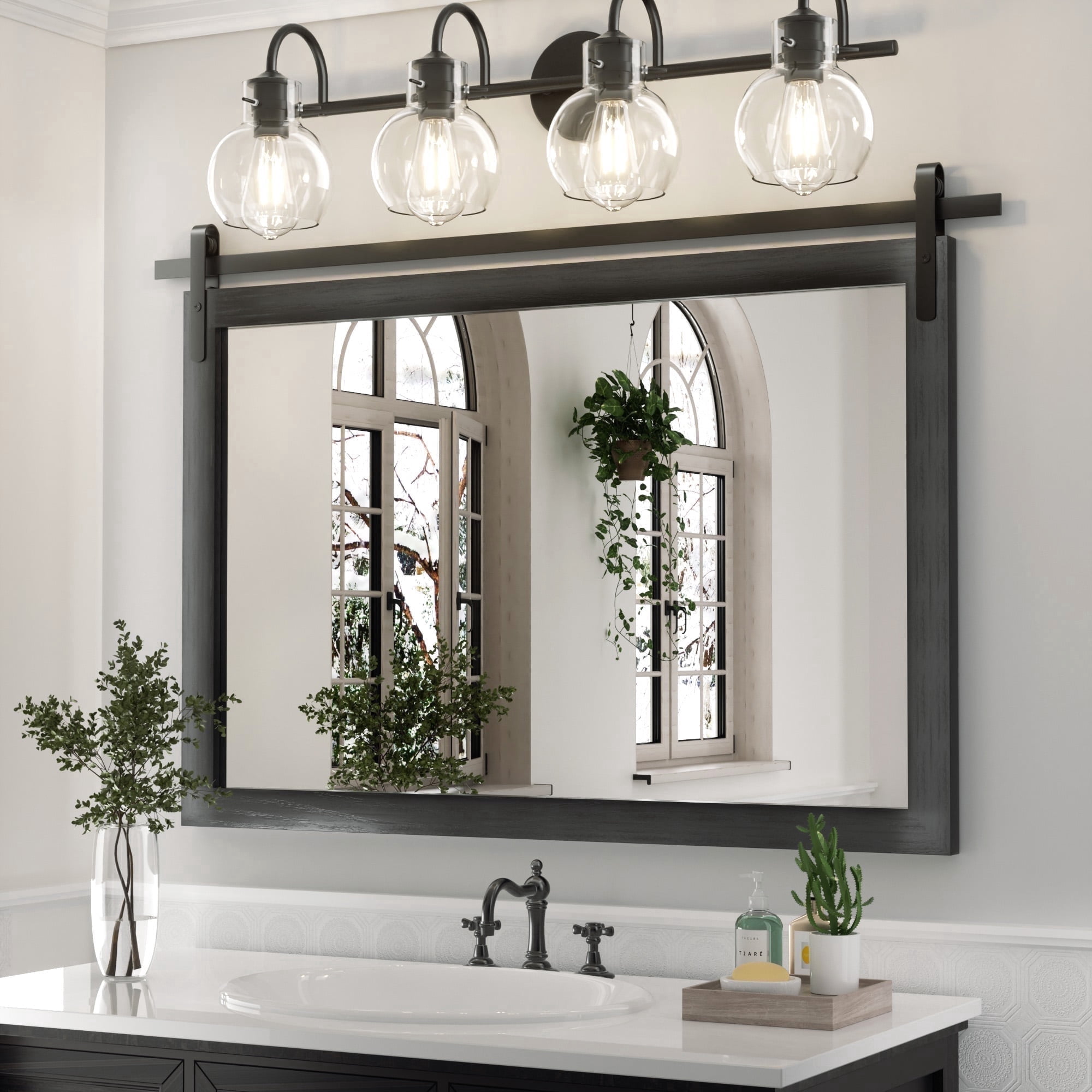 Clavie Rustic Metal Framed Farmhouse Style Rectangular Mirror, 40*26 ...
