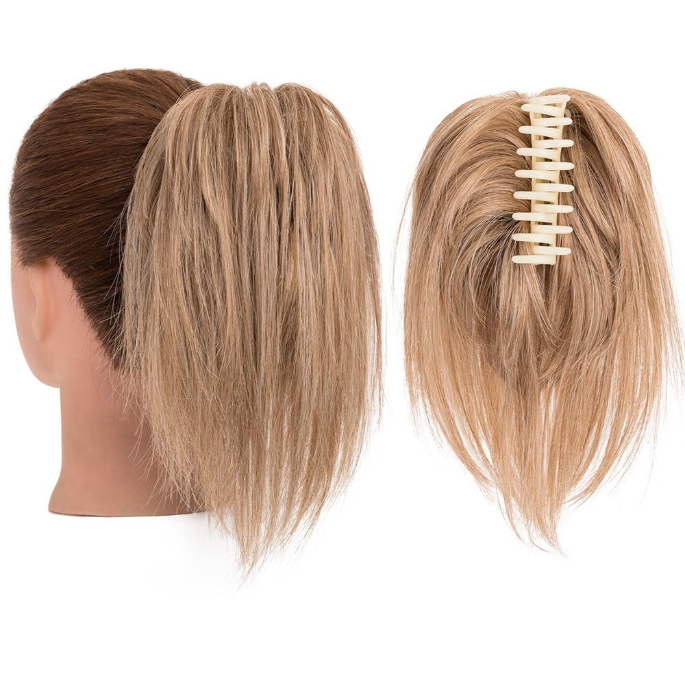 Claw Clip Bun Hair Piece Short Straight Ponytail Extension Tousled Updo ...