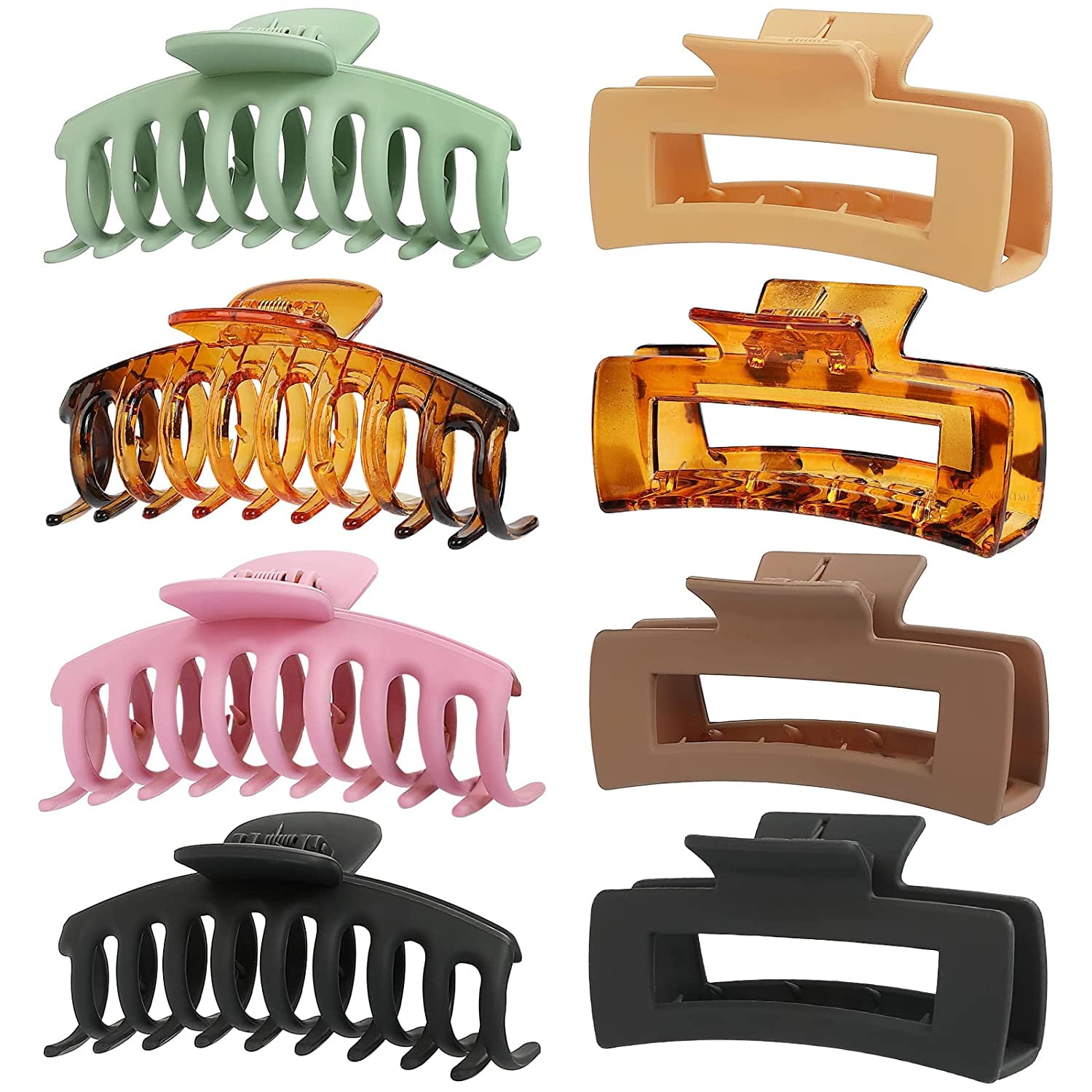 Claw Clip Hair Clip 8 Pack Rectangular Hair Clips for Women Girls Large ...