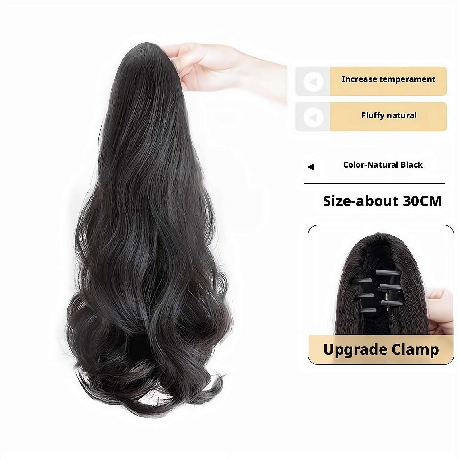 Claw Clip in Hair Extensions Ponytail Wig Curly Pony Tails Long Wavy ...