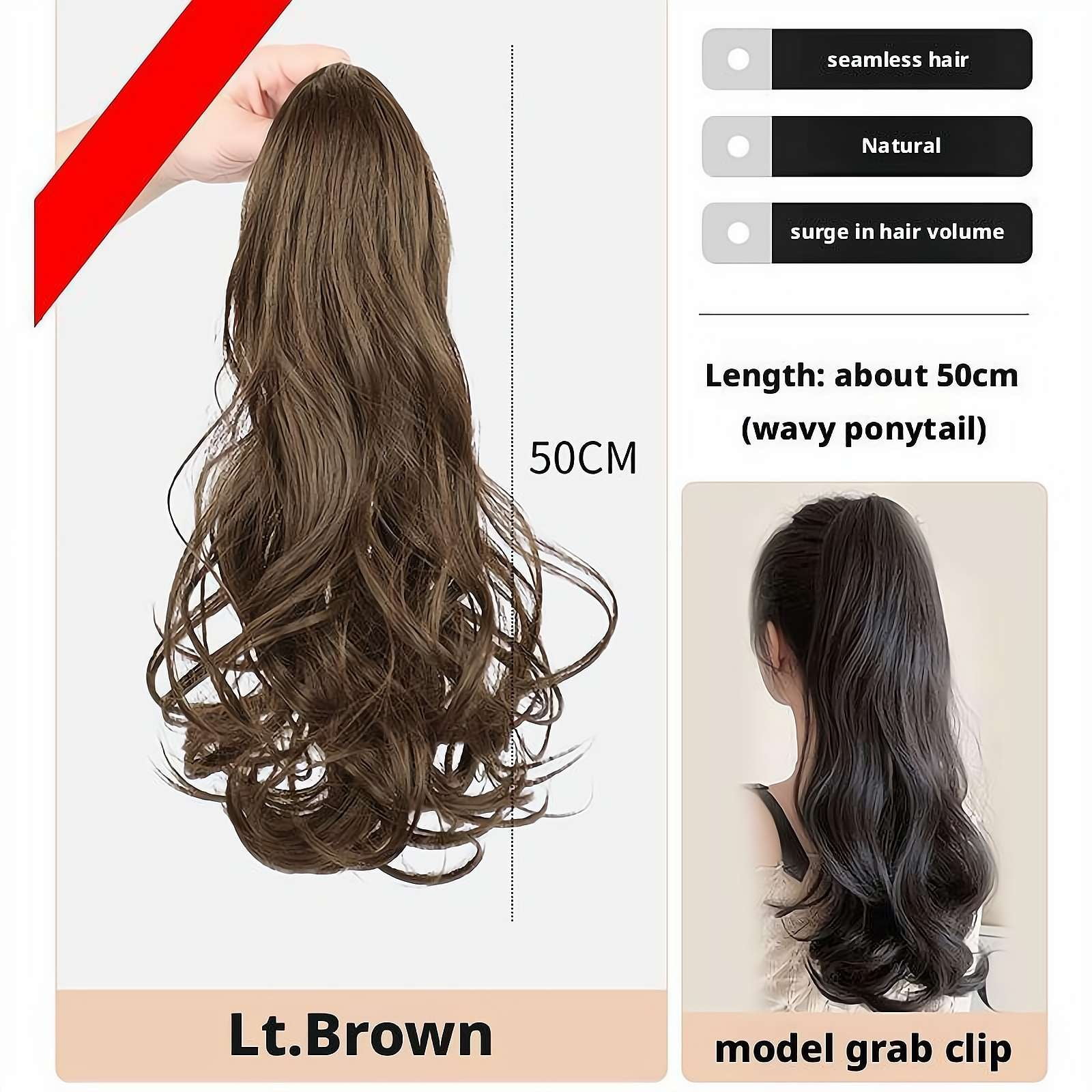 Claw Clip in Hair Extensions Ponytail Wig Curly Pony Tails Long Wavy ...