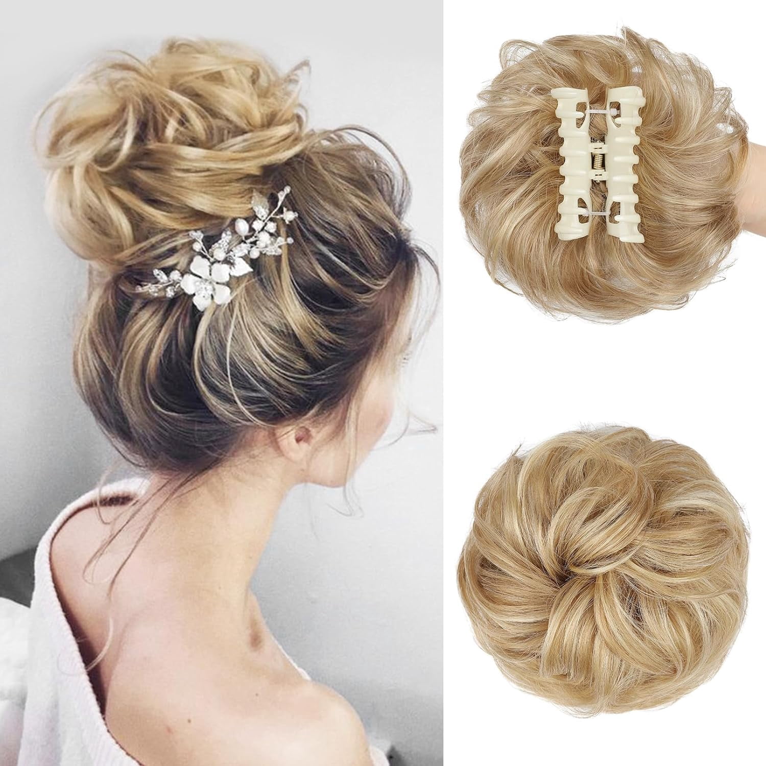 Claw Clip Messy Bun Hair Piece Real Human Hair Buns Hairpieces for ...