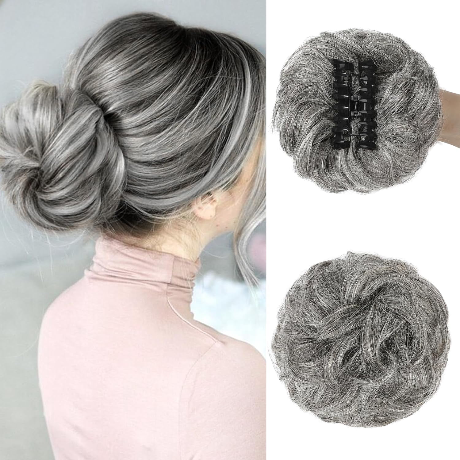 Claw Clip Messy Bun Hair Piece Real Human Hair Buns Hairpieces for ...