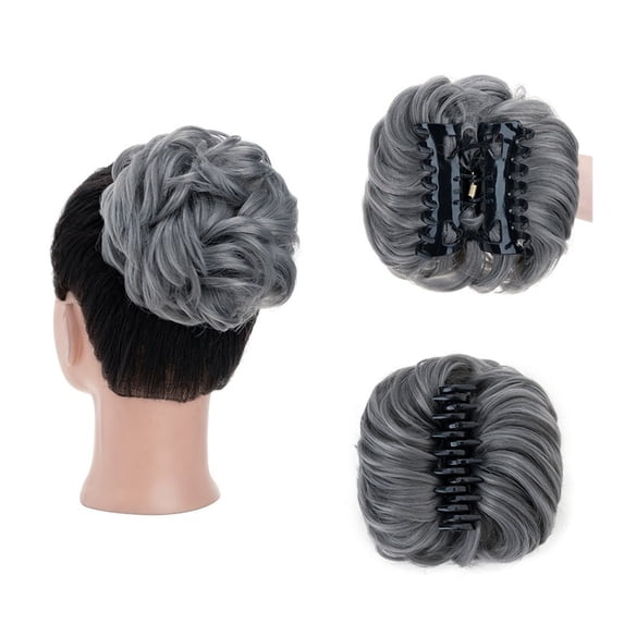 Claw Clip Messy Hair Bun Scrunchie Wavy Curly Chignon Hair Extensions ...