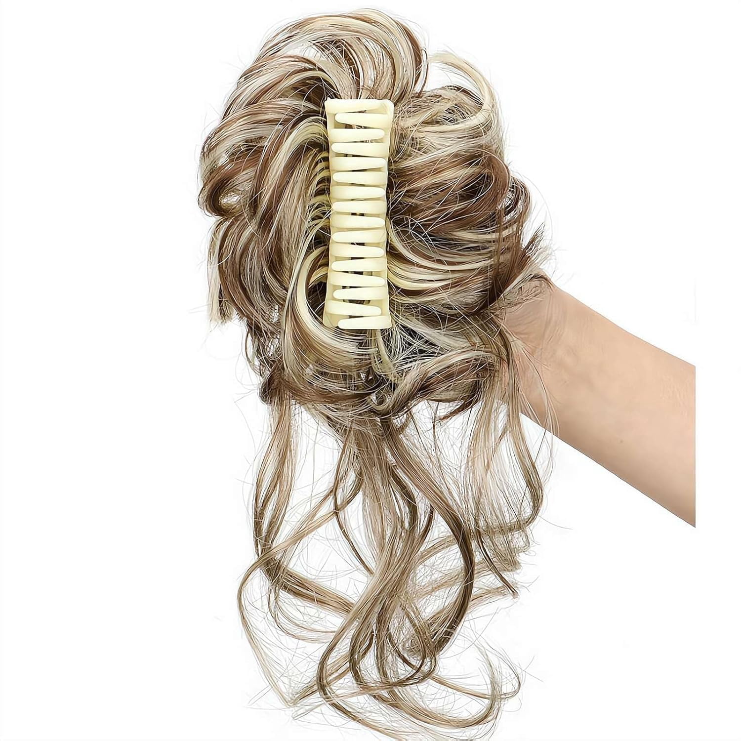 Claw Clip Messy bun,Fake Bun Ponytail Hair Extension Wig for Women ...