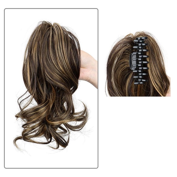 Claw Clip Ponytail Extension - 12 Inch Wavy Synthetic Hairpiece for ...