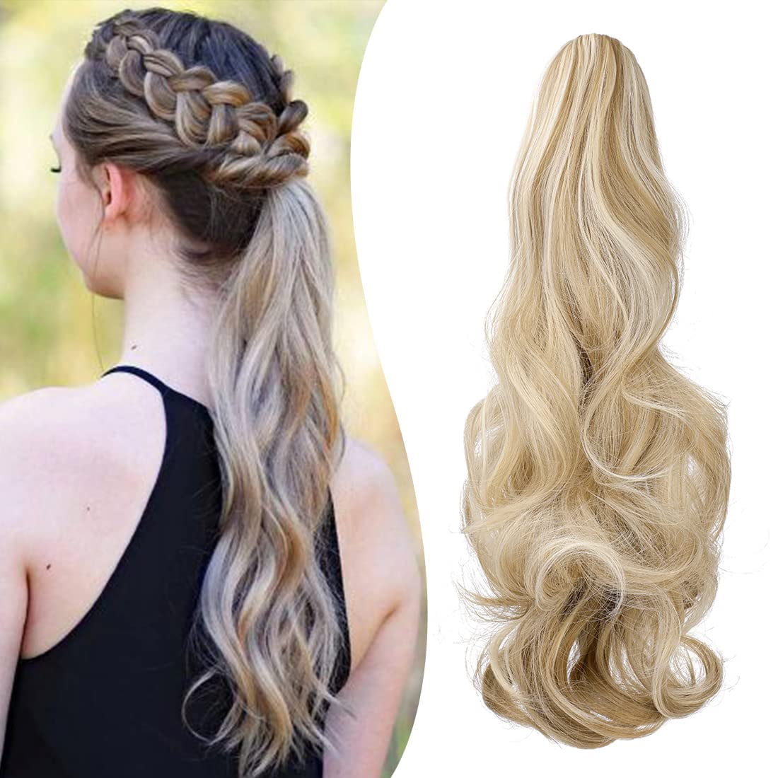 Claw Clip Ponytail Extension 18" Clip in Wavy Ponytail Hair Extensions ...