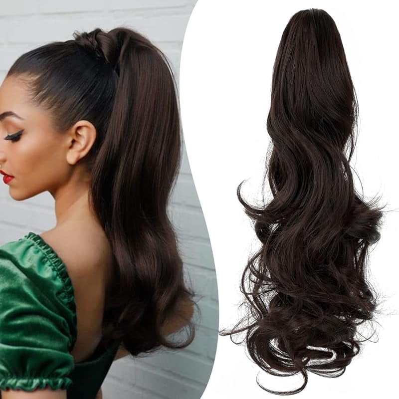 Claw Clip Ponytail Extension 18" Clip in Wavy Ponytail Hair Extensions ...