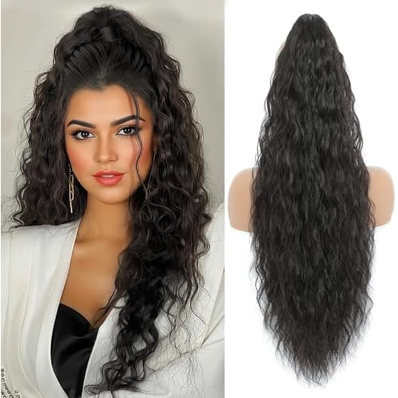 Claw Clip in Ponytail Extension 30 Inch Long Wave Curly Pony Tail Hair ...
