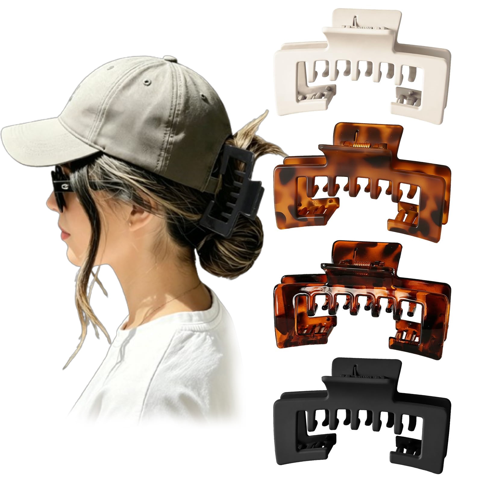 Claw Clips for Baseball Caps, Strong Non-Slip Square Design, Hair Clip ...
