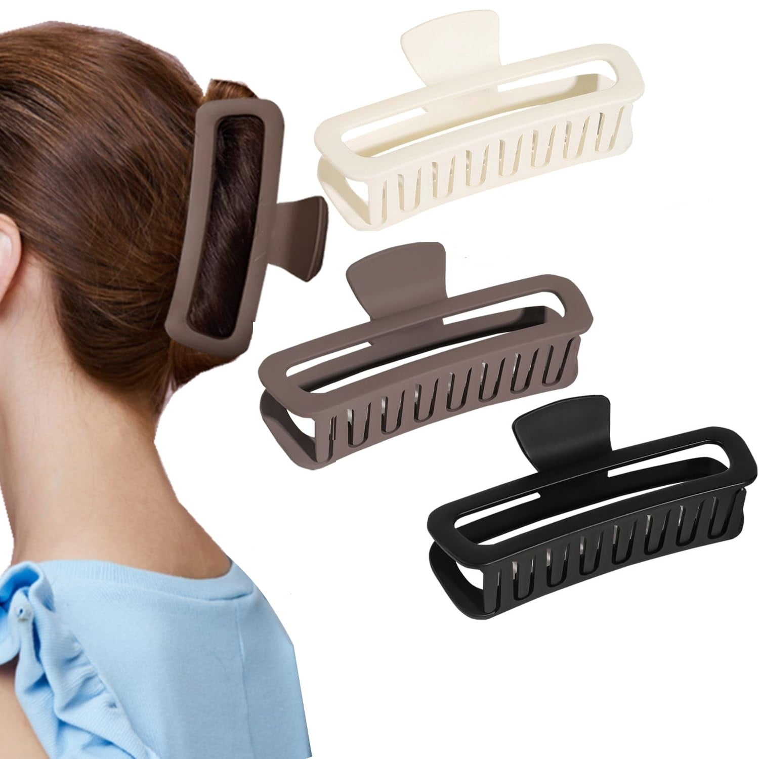Claw Clips for Thick Curly Hair, 5 Inch Square Hair Clips for Women 3pk ...