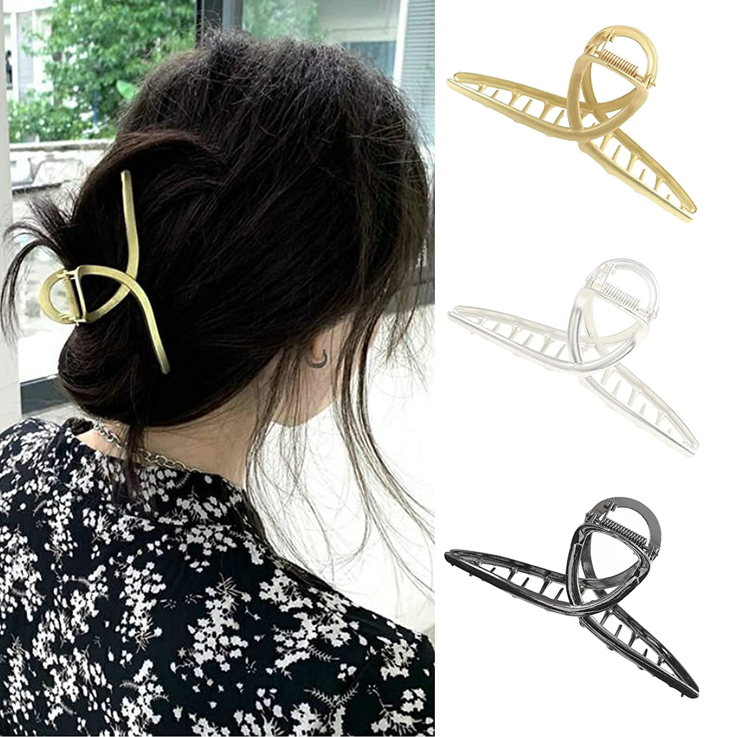 Claw Hair Jaw Clips Barrettes - 3 Pcs No Slip Claw Clip Hair Clamp ...