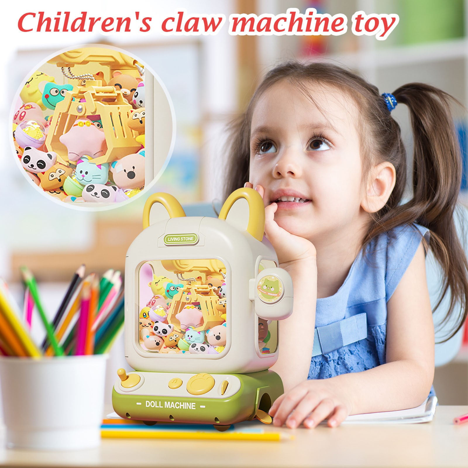 Claw Machine for Kids, Mini Vending Machine with Music, Prize Dispenser ...