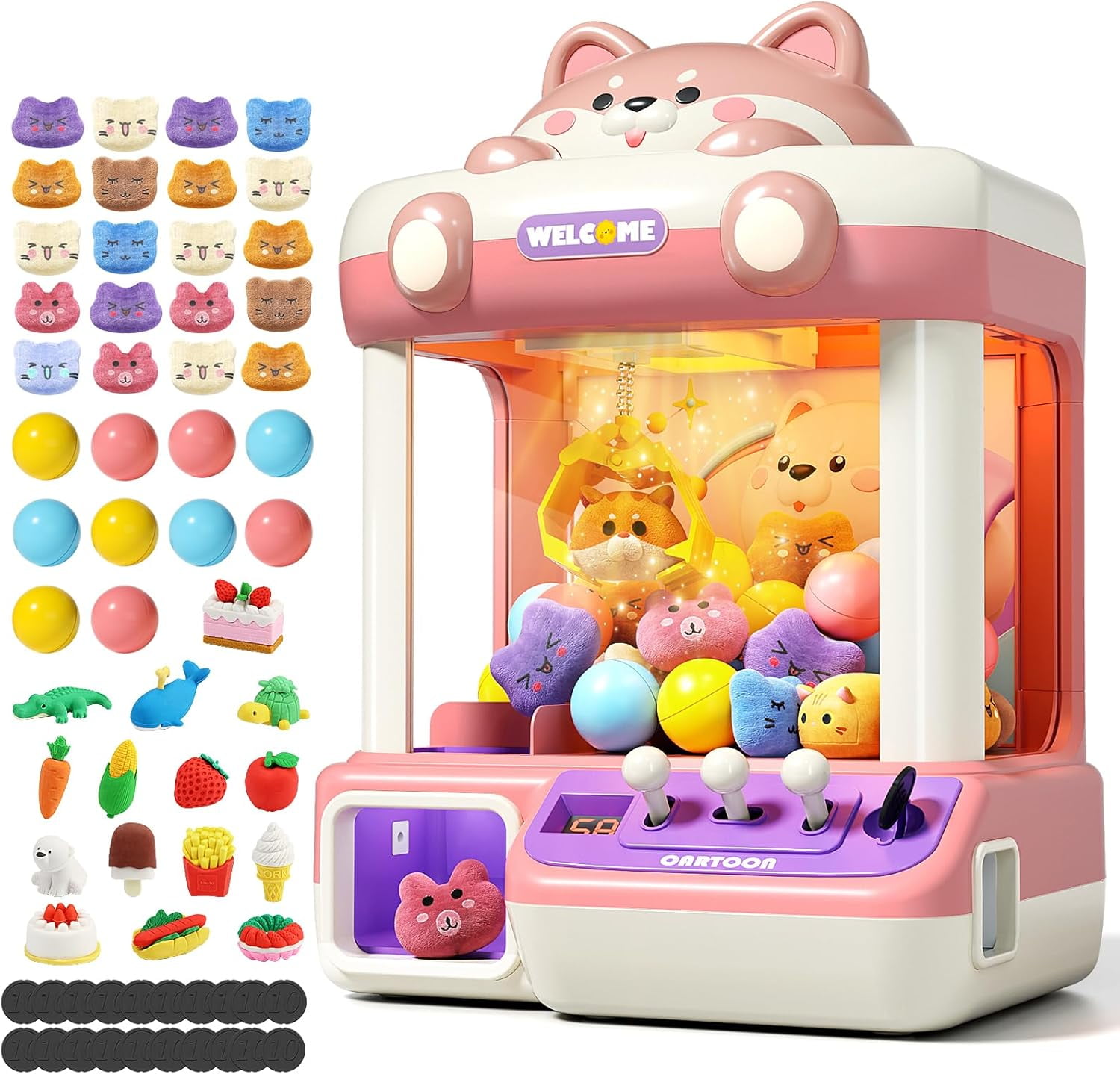 Claw Machine for Kids, Mini Vending Machine with Music, Prize Dispenser ...