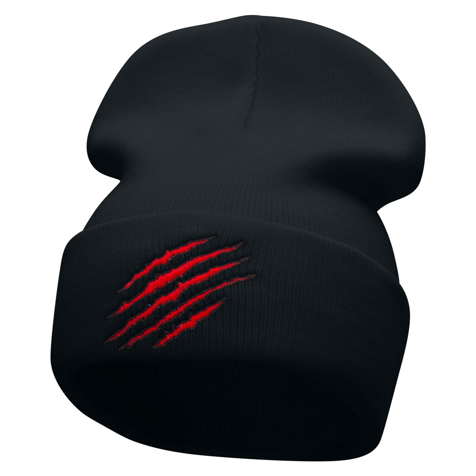 Claw Marks Embroidered 12 Inch Long Knitted Beanie - Navy OSFM ...
