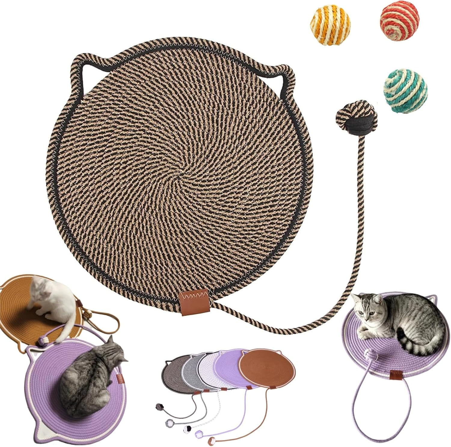 ClawLoom Dual Scratching Pad, Natural Cotton Rope Cat Scratching Mat ...