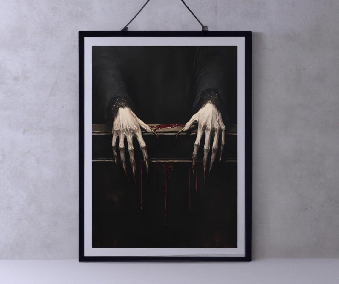 Clawed Hands Dracula Vampire Print, Gothic Art Dark Cottagecore Print ...