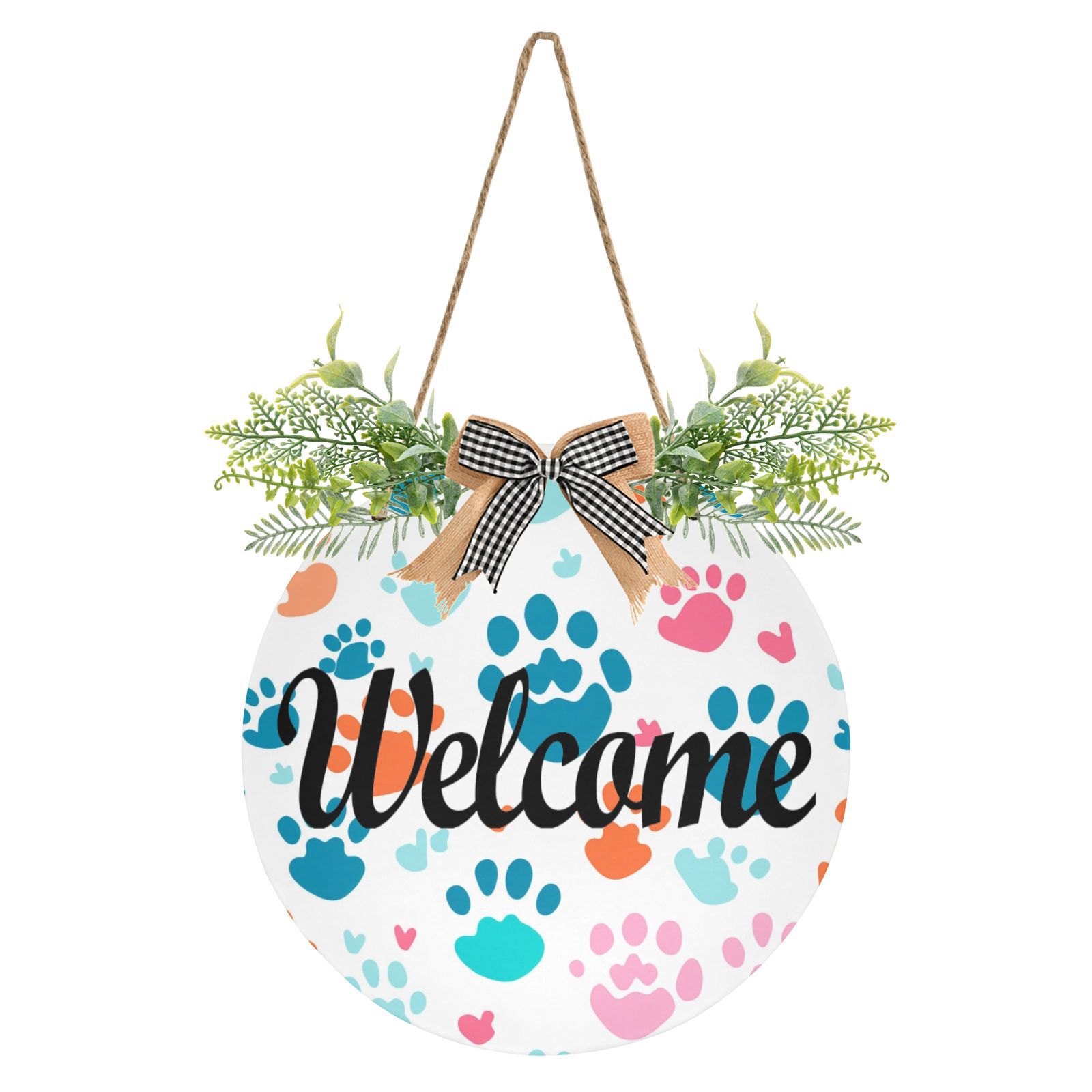 Claws Print Welcome Sign for Front Door Wreath Door Sign for Farmhouse ...