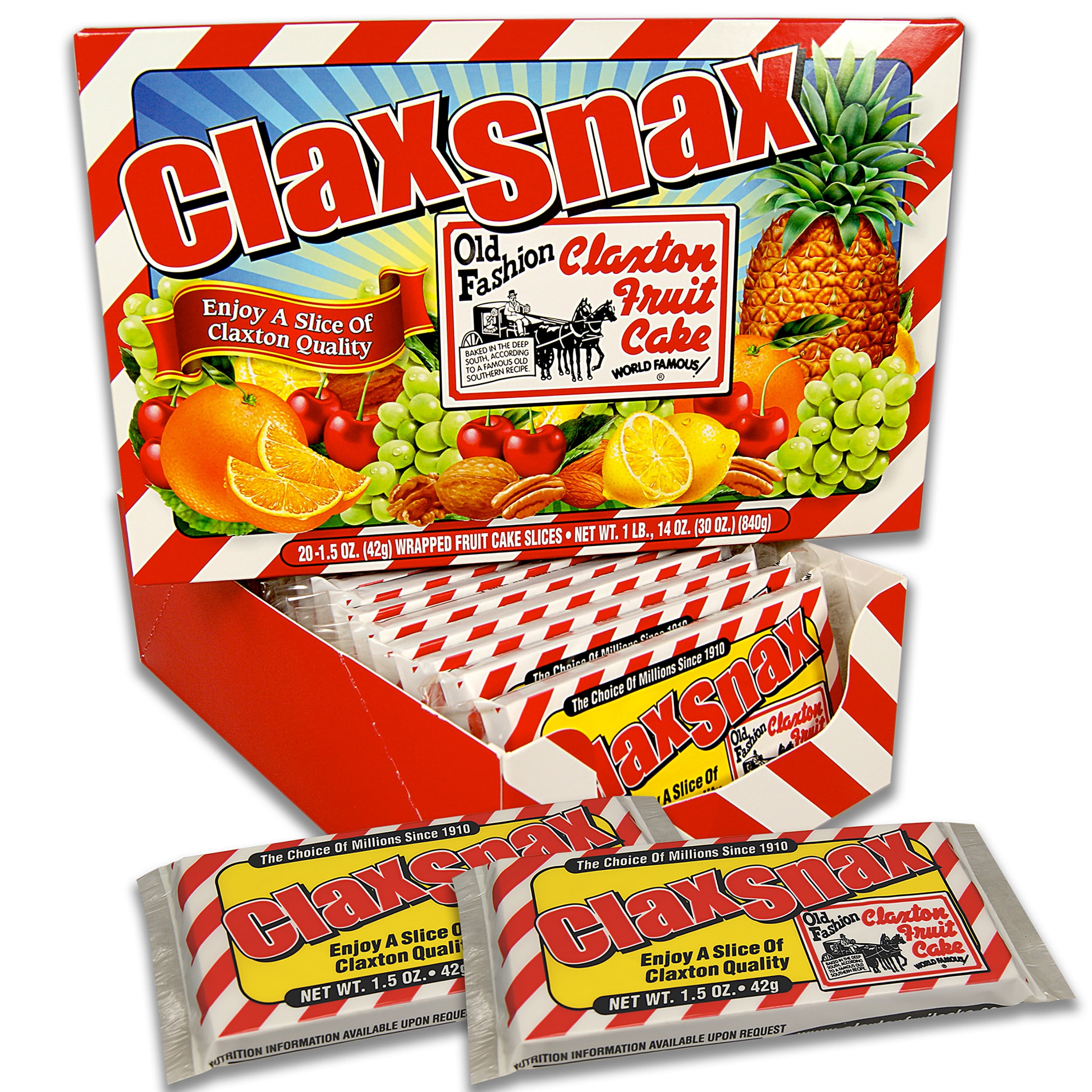 Claxton Fruit Cake - "ClaxSnax" - 20 Individually Wrapped Slices ...