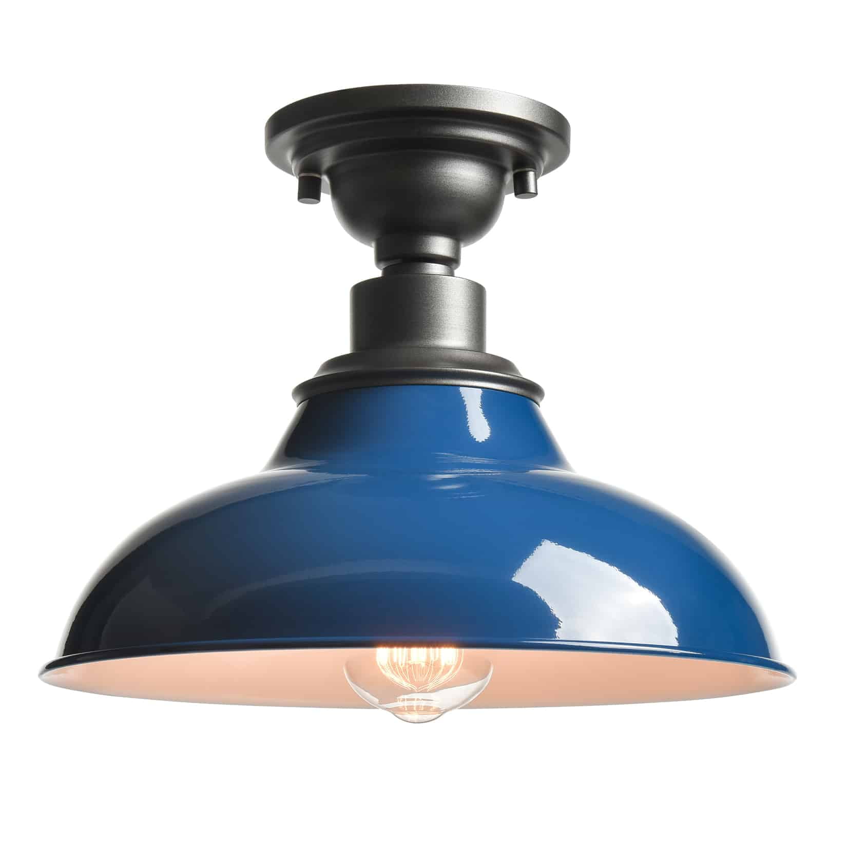 Claxy 12" Dark Blue Semi Flush Mount Barn Ceiling Light Fixture ...