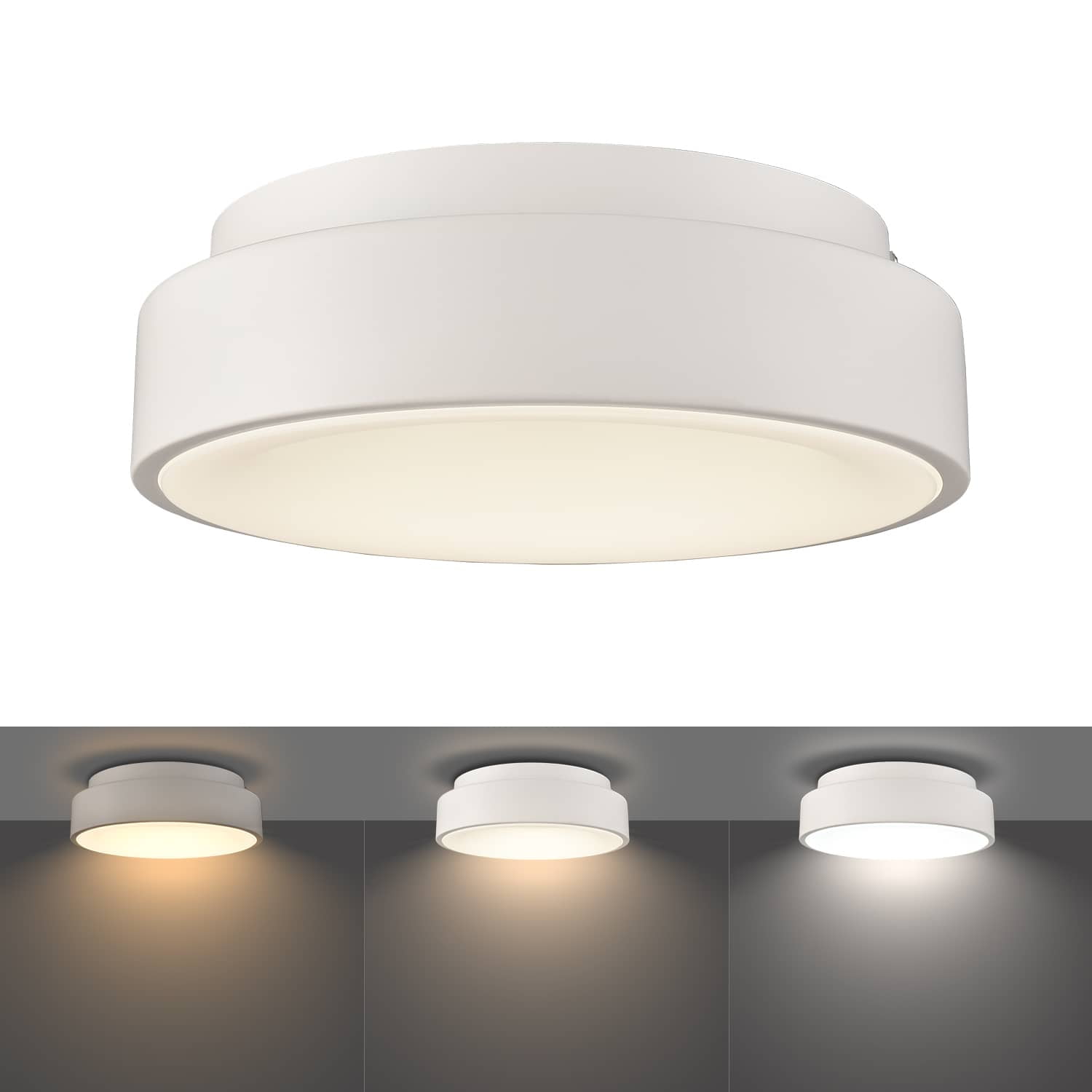 Claxy 12" White Dimmable LED Flush Mount Ceiling Light - Walmart.com