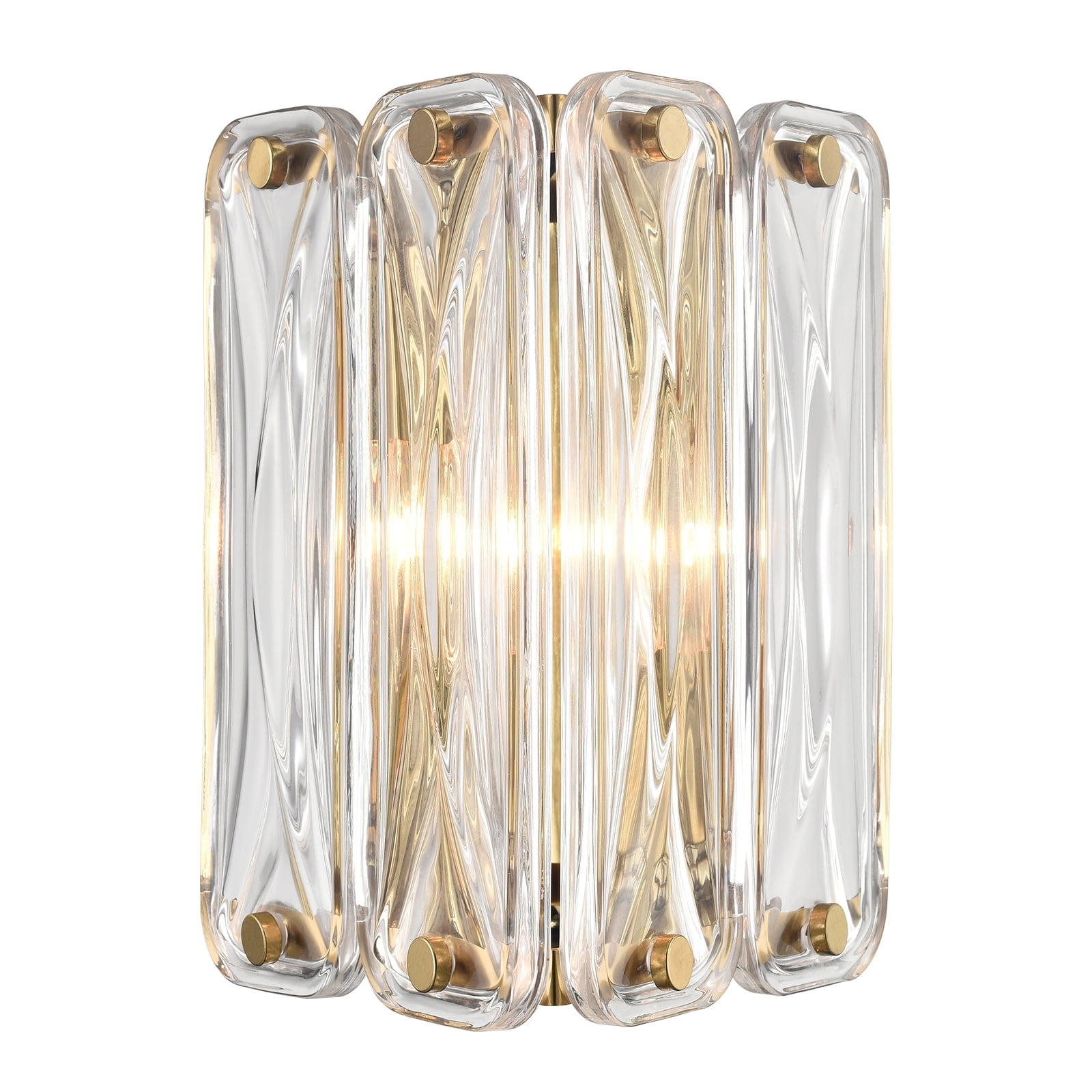 Claxy 2-Light Brass Crystal Wall Sconce with Water Glass Shade ...