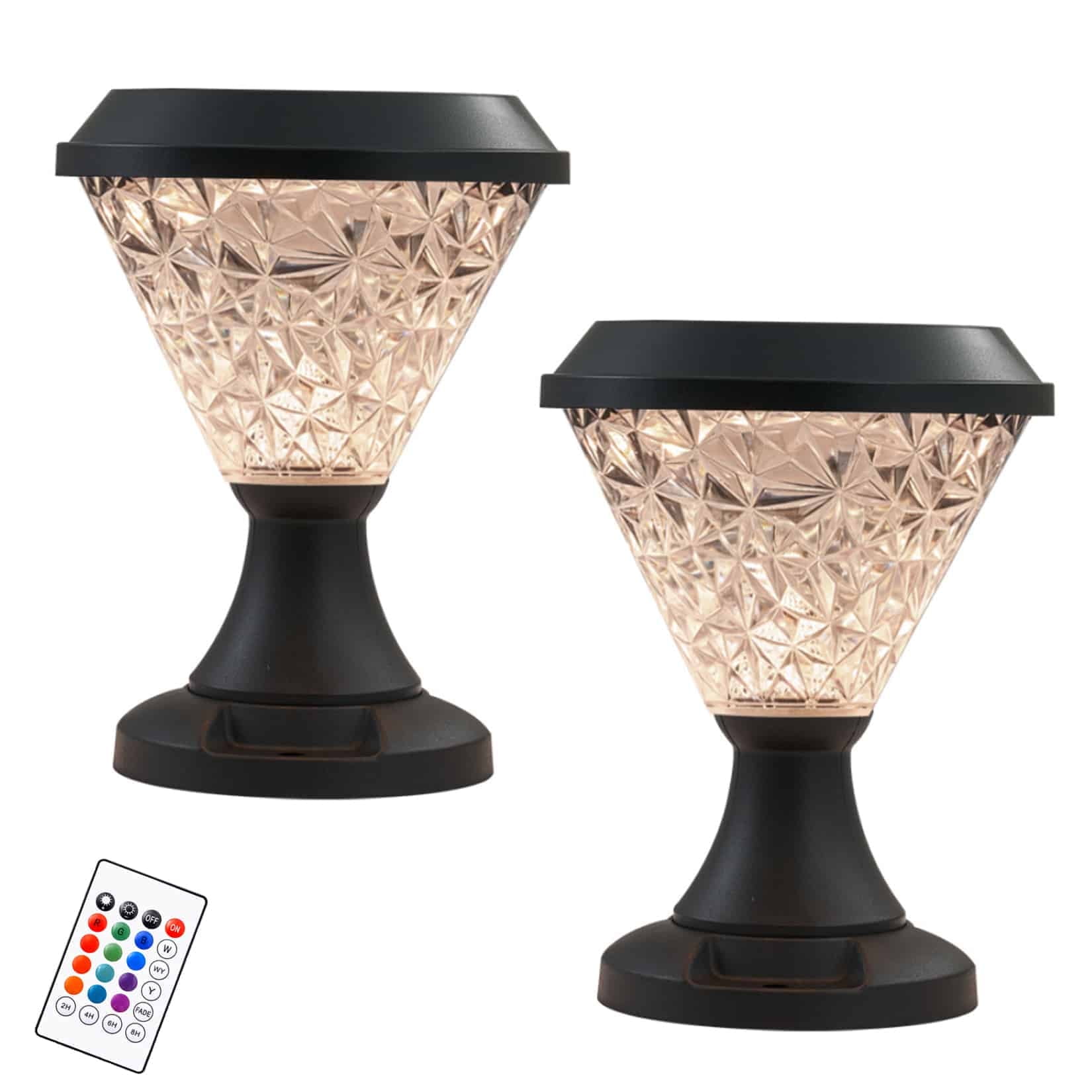 Claxy Black Solar Post Light Outdoor LED Post Lamp with Remote Control ...