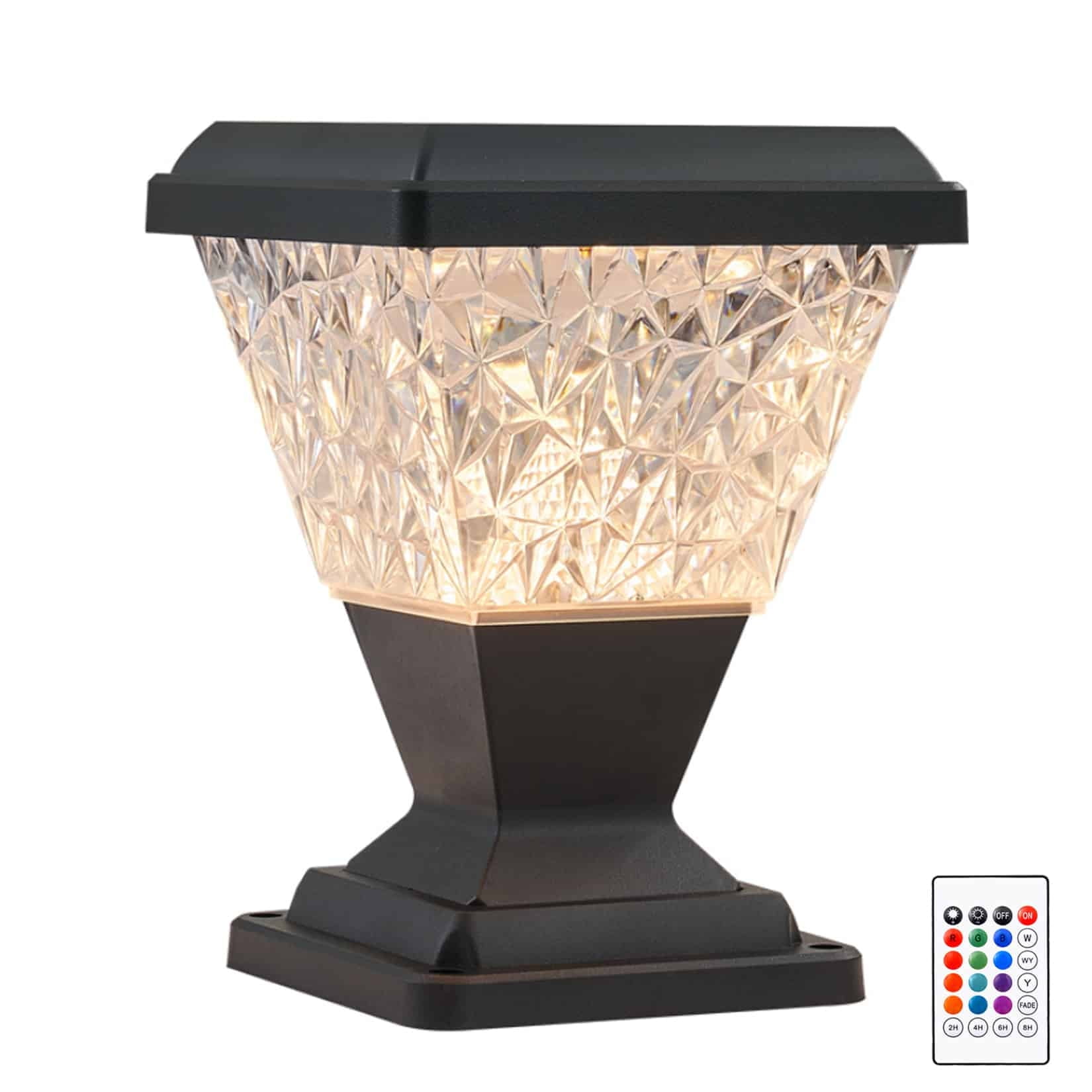 Claxy Black Solar Post Light Outdoor Waterproof LED Post Lamp wtih ...