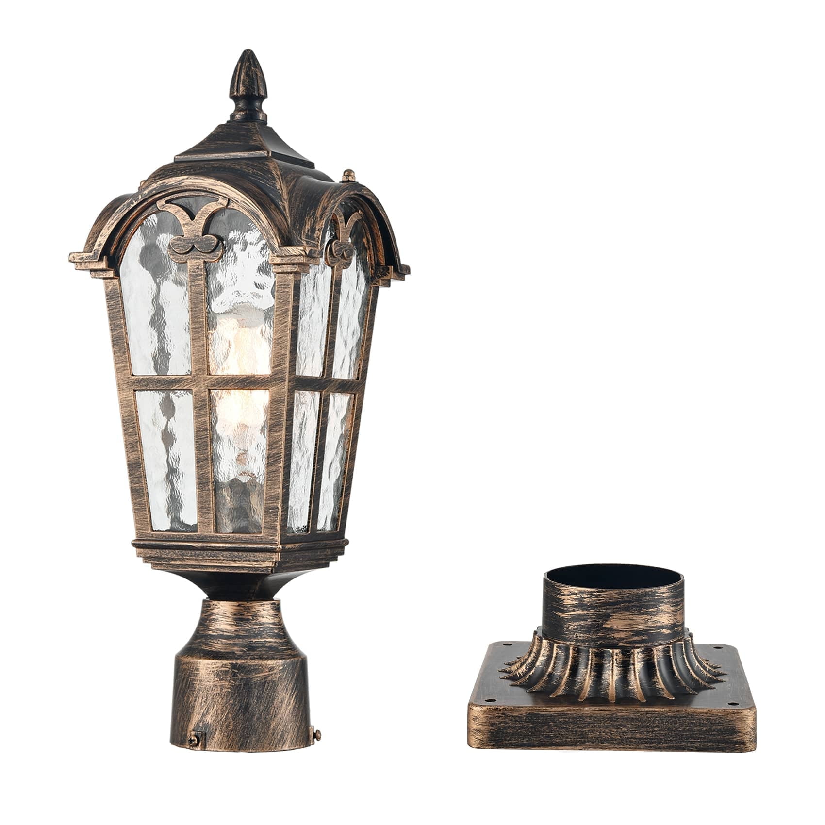 Claxy Bronze Outdoor Post Light Pole Lantern Lamp with Water Glass ...