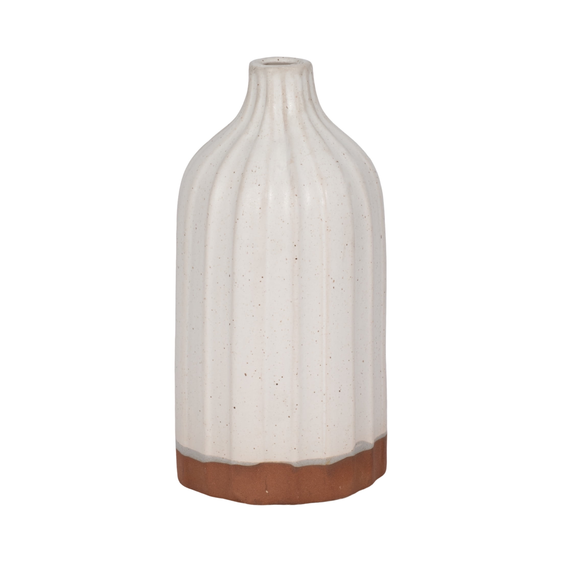 Clay, 12" Flat Ribbed Bottle Vase Exposed Bottom, - Walmart.com